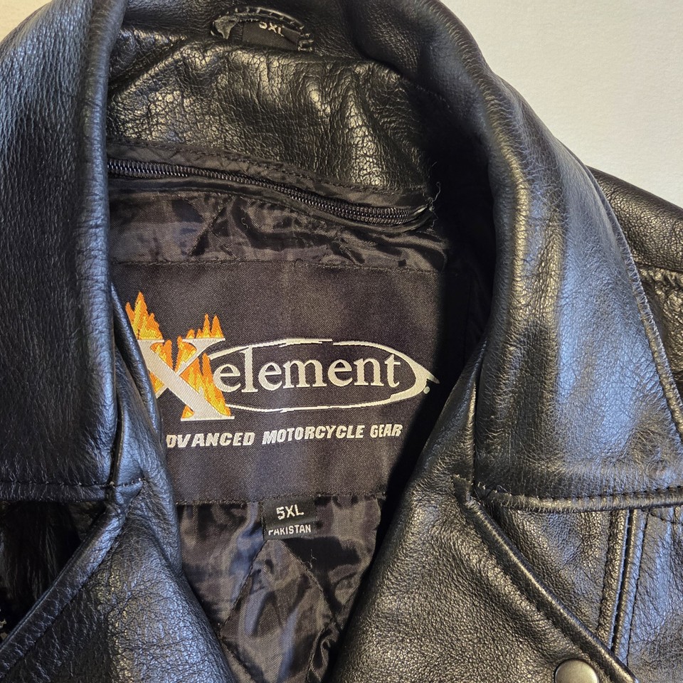 Xelement Leather Motorcycle Jacket Men's 5XL Black Racer Bike Removable ...