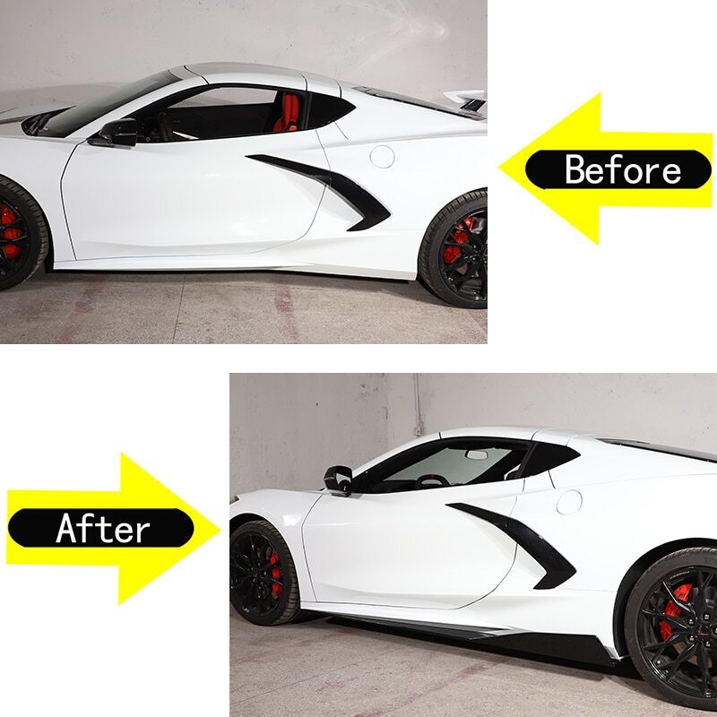 Gloss Black For 2020+ Corvette C8 Side Skirts 5VM Style Extensions ...