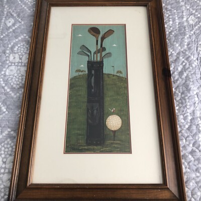 Folk Artist Warren Kimble Signed Golf Birdie Framed Matted Art Print | eBay