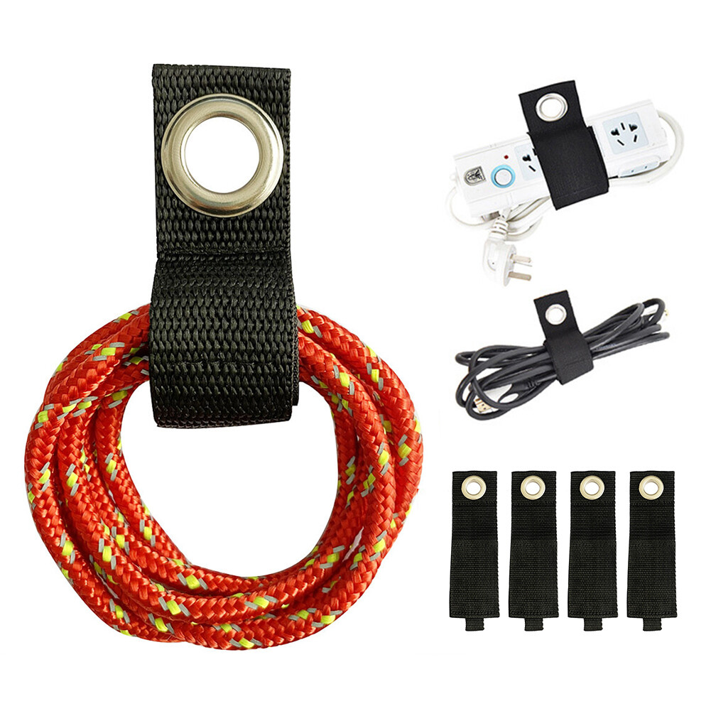 4pcs Durable Nylon Ground Peg Self-Adhesive Tie Straps Belt Portable ...