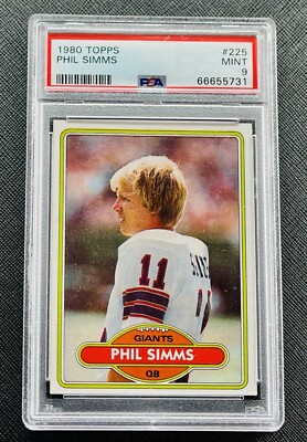 1980 TOPPS PHIL SIMMS ROOKIE CARD #225 PSA 9 MINT RARE / LOW PSA POP NY ...