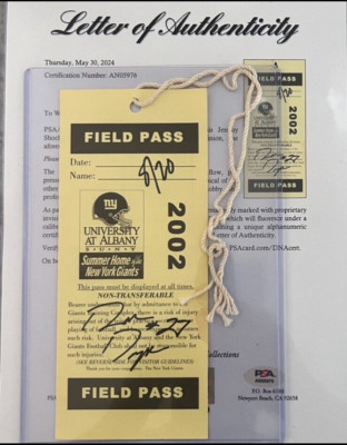 JEREMY SHOCKEY & RON DAYNE Autographed 2002 Giants Field Pass/Ticket ...