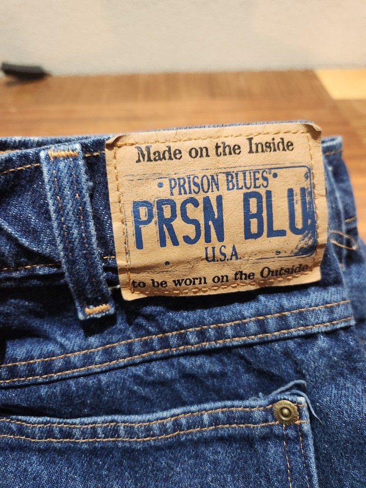 Prison Blues Inmate Made Carpenter Blue Jeans Men Size 32x34 Made In ...