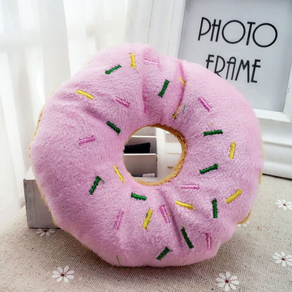 Pet Cat Dog Donut Shape Toy Plush Squeaky Play Toy Sound Lovely ...