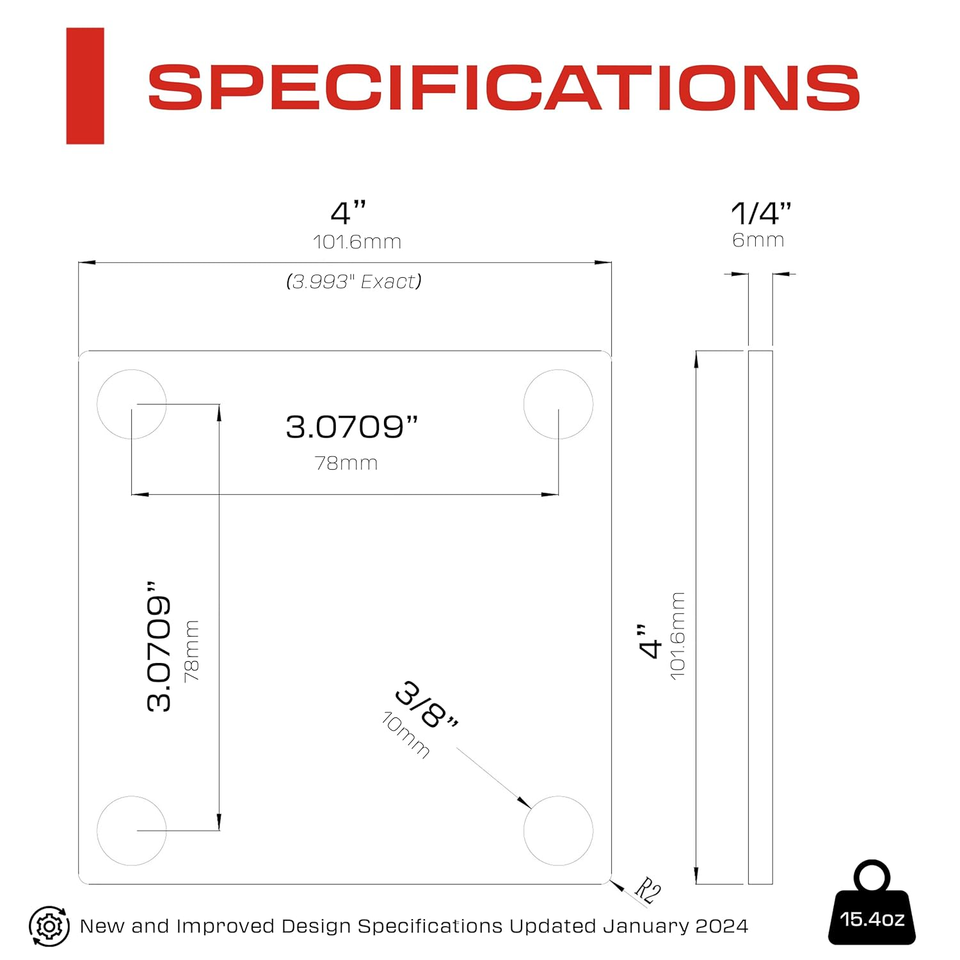 4x4" Weldable Square Steel Metal Base Plate, 1/4" Thick, 6mm Heavy Duty ...
