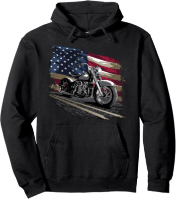 Motorcycle Distressed American Motor Flag Design Unisex Hooded ...