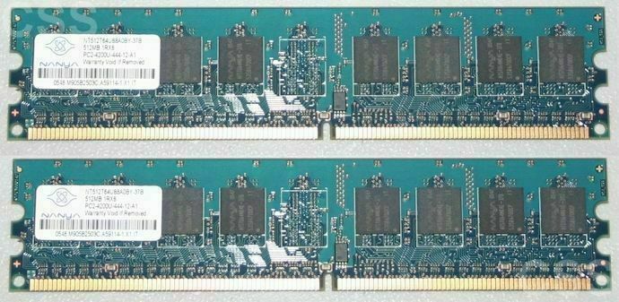 RAM Nanya PC2-4200U 512MB 1RX8 (Two Pieces 1 GB Total) Desktop Computer ...