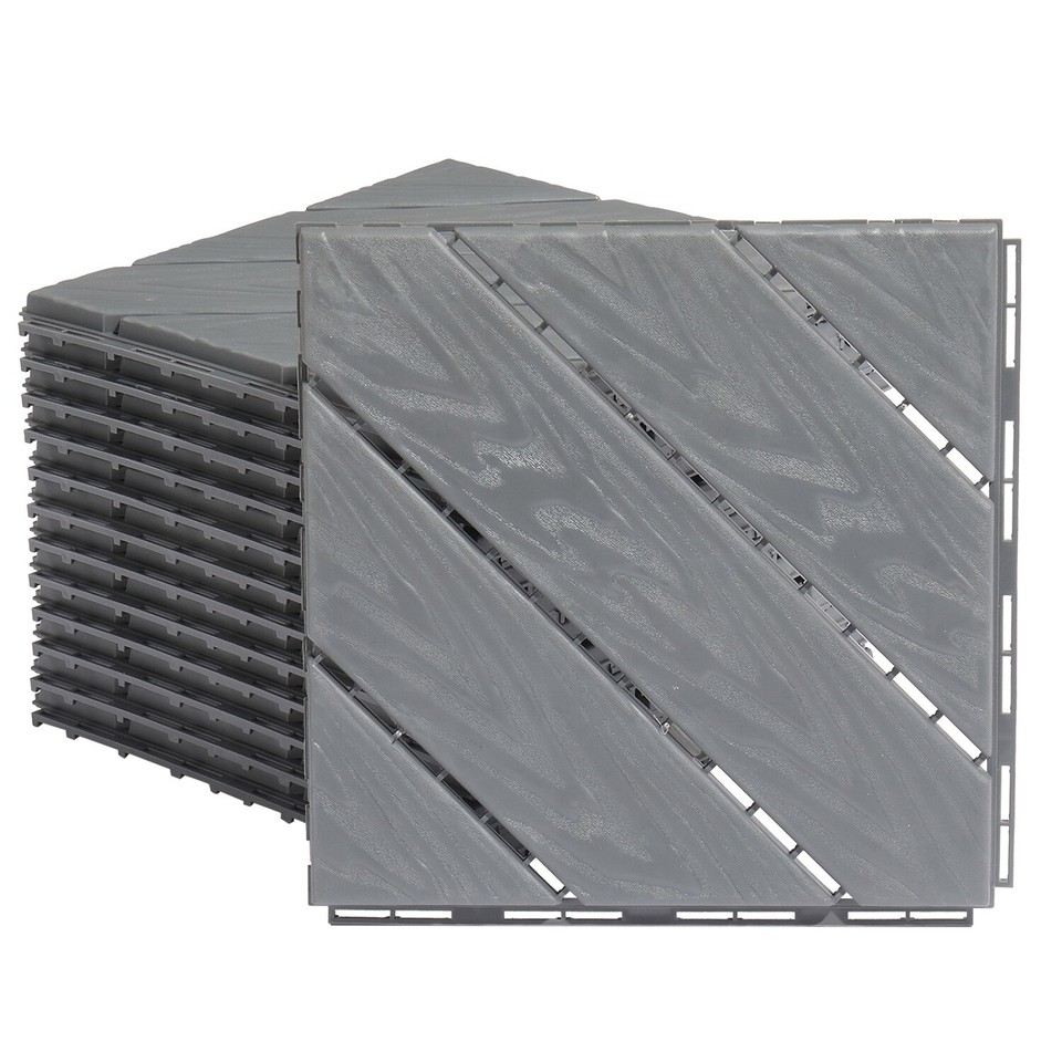 27 PCS Plastic Interlocking Patio Deck Tiles 11.8"x11.8" Indoor Outdoor ...