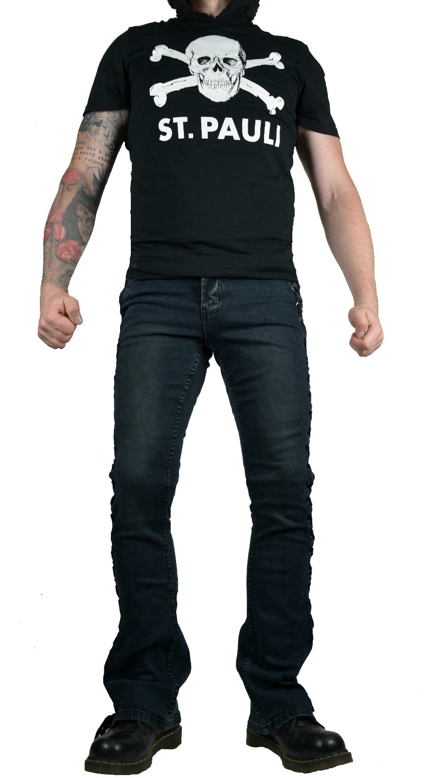 KILL CITY LACE UP ROCKER FIT RIFF BOOT CUT GOTHIC PUNK STAGE JEANS ...