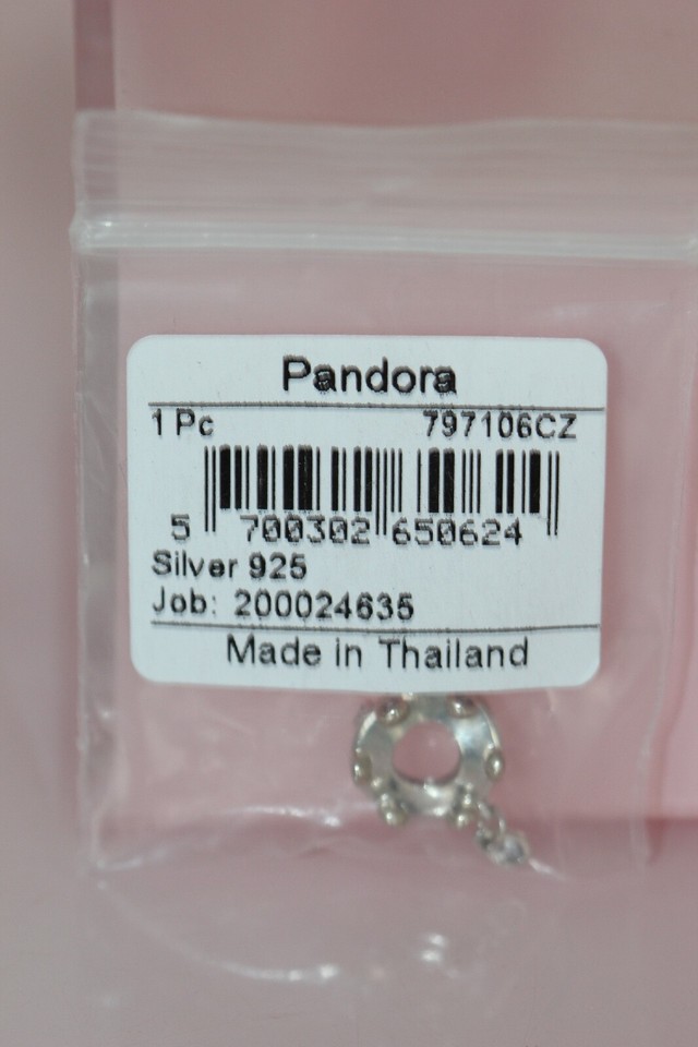 NIB PANDORA Chandelier Droplet Spacer charm 797106CZ BAGTAG Pouch inc ...