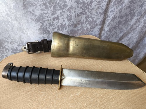 RARE antique VINTAGE USSR diver knife knive Soviet Big HEAVY military ...