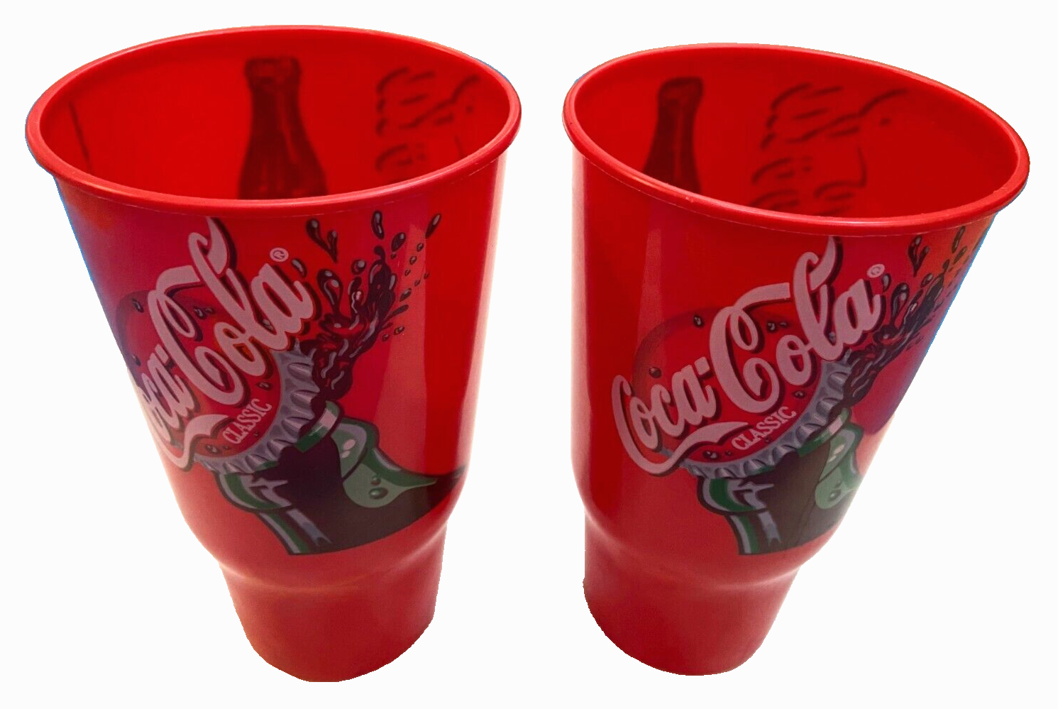 Lot of 2 Vintage Red Coca Cola Classic Soda Cups Pescor Plastics Ft ...