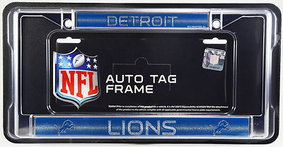 Detroit Lions Glitter and Chrome Metal License Plate Frame NFL Football ...