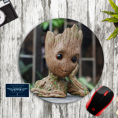 BABY GROOT THINKING CUSTOM ROUND PC DESK MAT MOUSE PAD HOME SCHOOL ...