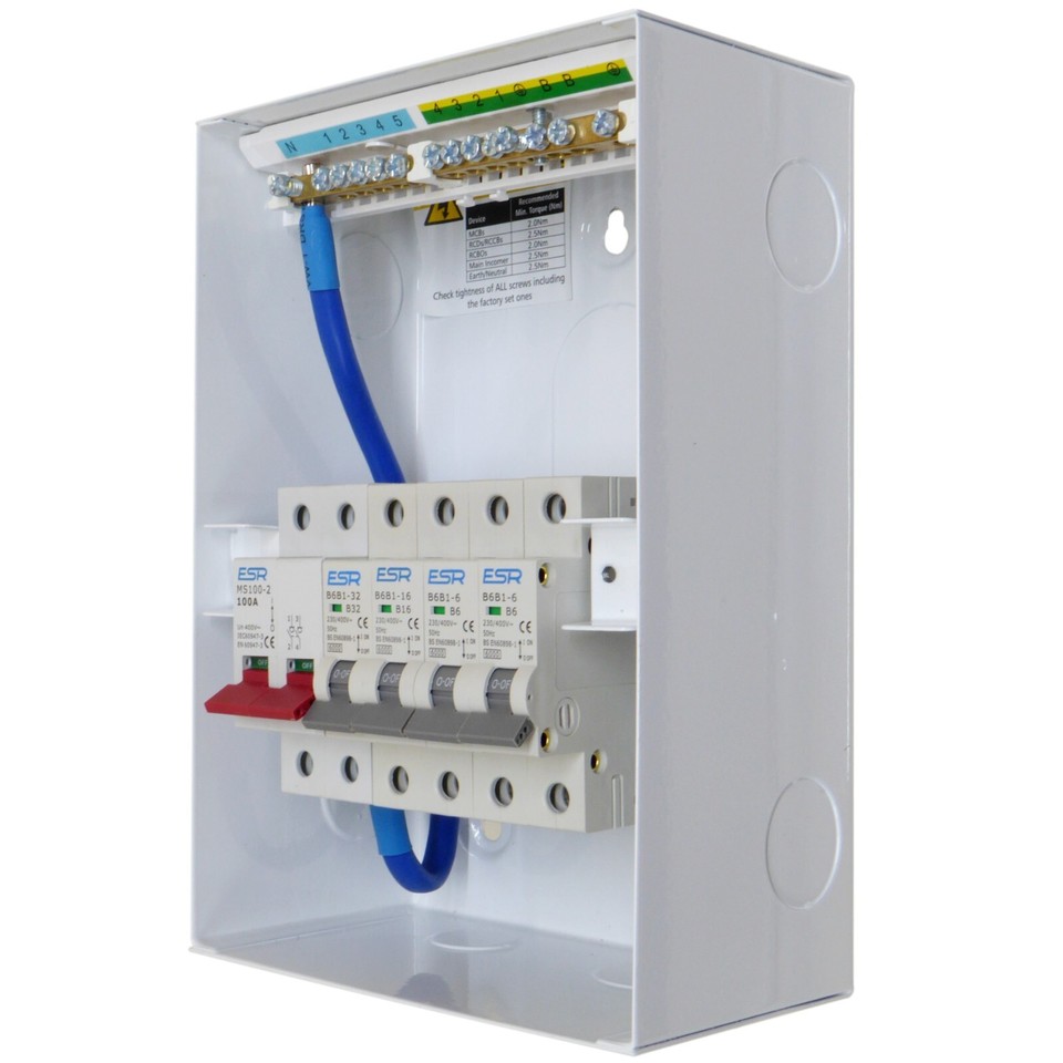 Metal Consumer Unit 4 Way with 100A Isolator and Choice of MCBs For ...
