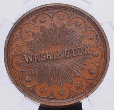 NGC MS-65! CIRCA 1865 CIVIL WAR ERA GEORGE WASHINGTON STAR MEDAL B-97A ...