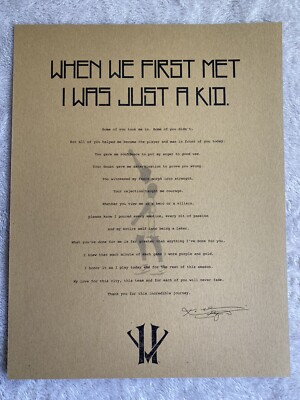 Kobe Bryant Los Angeles Lakers “Dear Basketball” Letter Reprint Hi ...