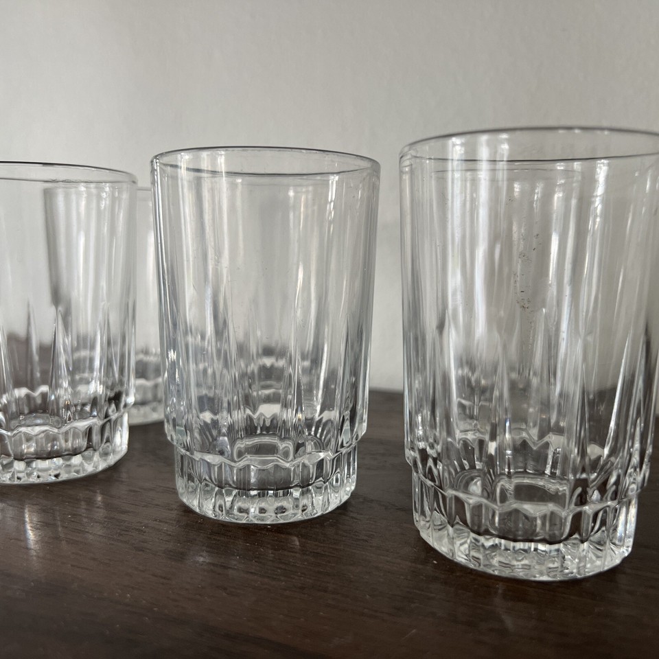 Arcoroc France LANCER Clear Vertical Cut 4 OZ Juice Glass 3-1/2 H Set ...