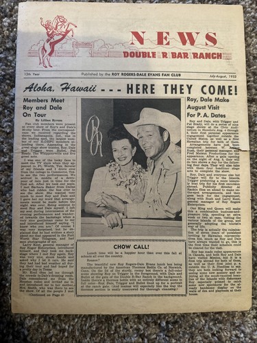 Vintage Rare Roy Rogers Dale Evans Double R Bar Ranch FanClub News ...