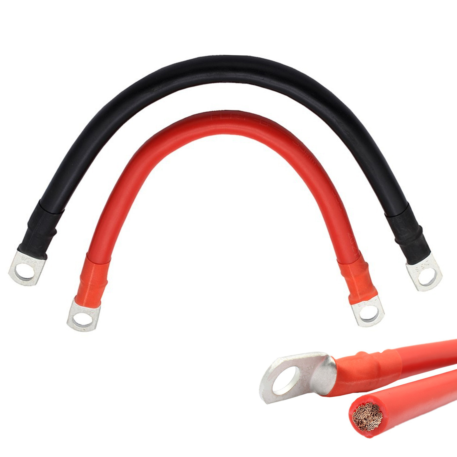 2pcs 2AWG For Truck With Ring Terminals Red Black Marine Solar Battery ...