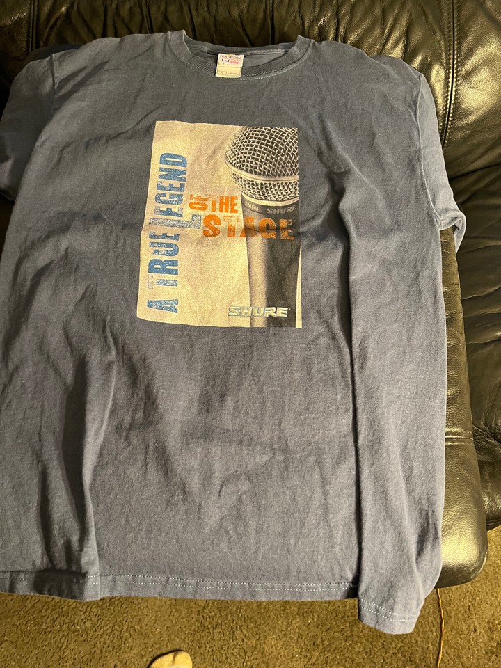 Shure Micophones T shirt Fotl blue thick cotton near mint mics music ...