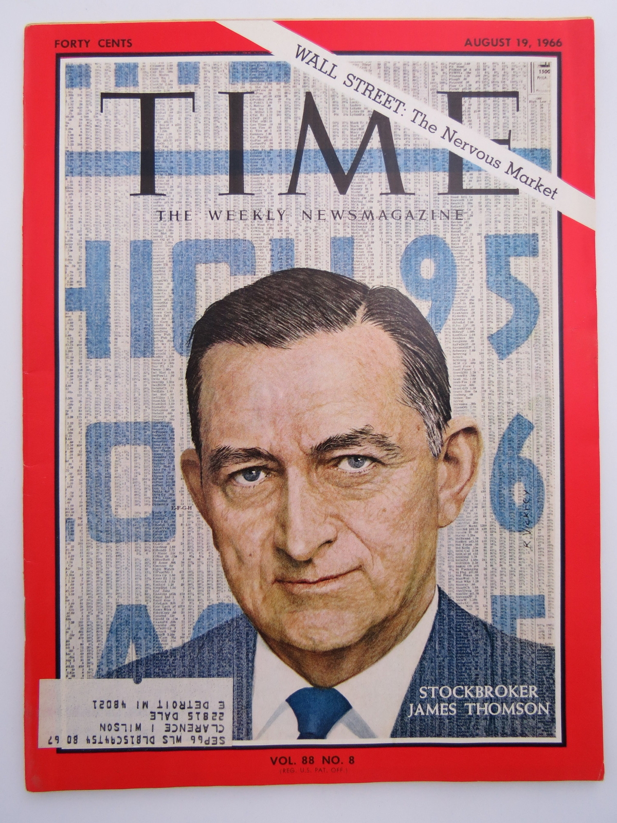 TIME MAGAZINE AUGUST 19, 1966 (STOCKBROKER JAMES THOMSON) 1966 | eBay