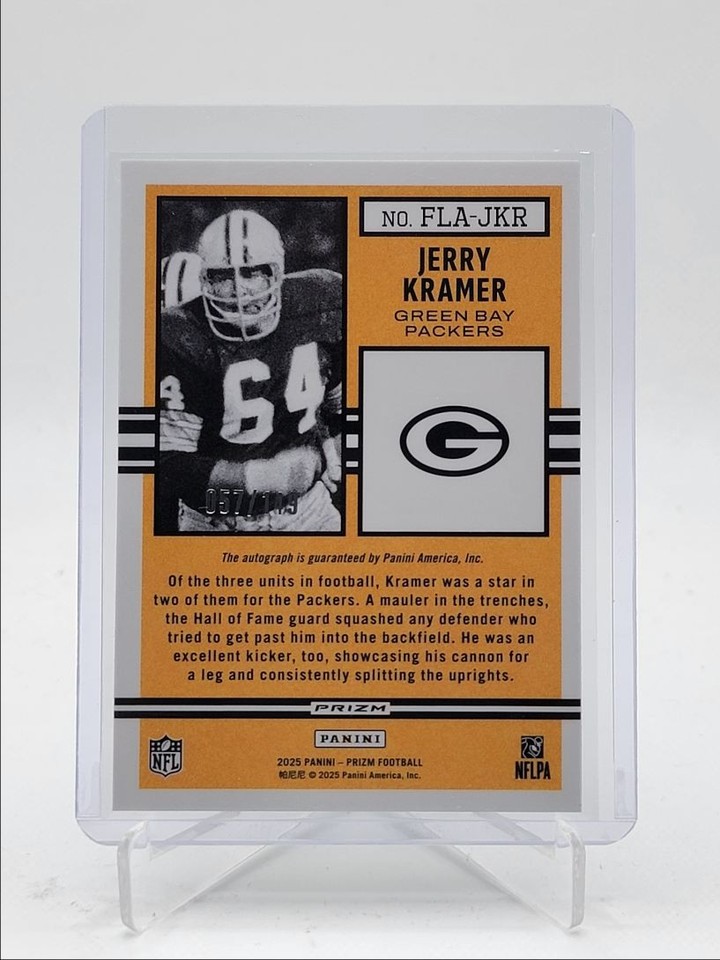 JERRY KRAMER 2025 PANINI PRIZM FLASHBACK SILVER PACKERS AUTO /149 Q4705 ...