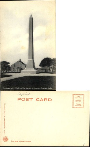 WH Mack Monument and Life Savers of Monomoy Chatham MA Rotograph UDB ...