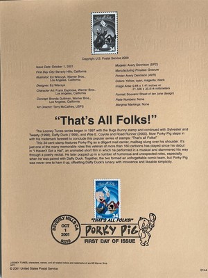 USPS Souvenir Page 3534 That's All Folks! Porky Pig Mail Box | eBay