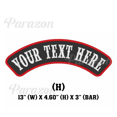 Custom Embroidered Top Rocker Motorcycle Biker Name Tag Sew on Patch 13 ...