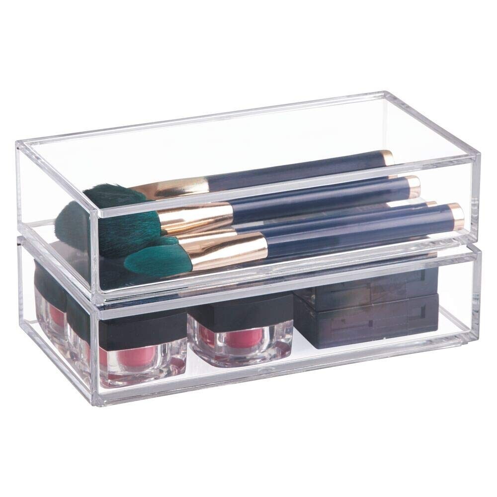 Small Makeup Organizer Box with Lid, Clear, 2 pack | eBay