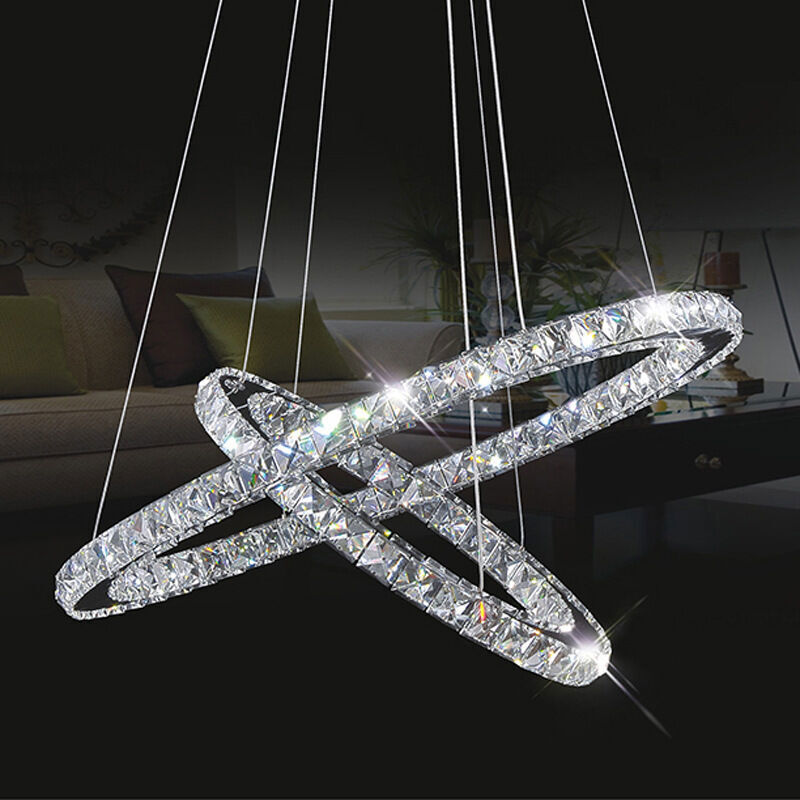 New LED Modern Crystal Circle Ring Chandelier Pendant Ceiling Lighting ...