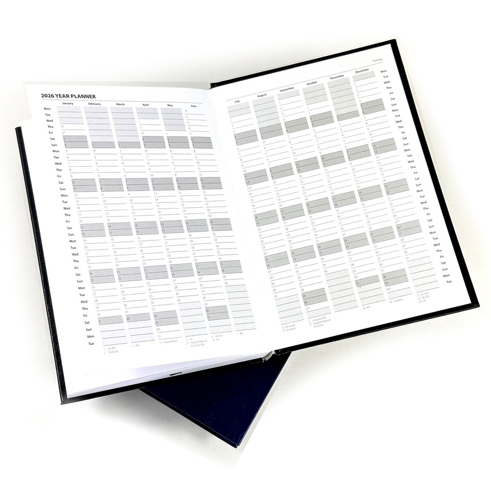 2025 A4 / A5 / A6 Diary Day A Page Week to View Desk Diary Hard Back ...