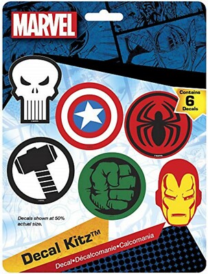 Marvel Decal Kitz w/ 6 Decals for Automobile Windows - Spider-Man, Iron ...