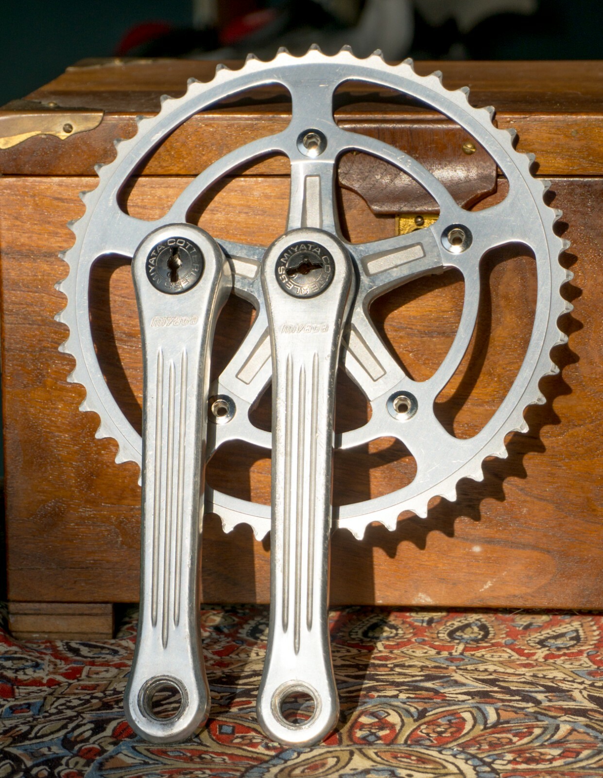 Vintage Crankset 165 Old School BMX Bike Cranks Miyata Sakae 49T 1980s ...