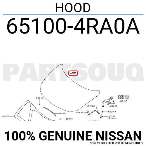 651004RA0A Genuine Nissan HOOD 65100-4RA0A | eBay