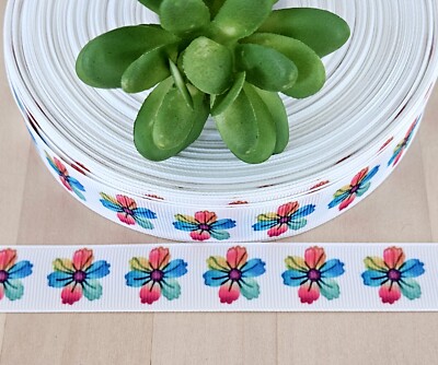 7/8" (1 YD) Floral Grosgrain Ribbon Gift Craft Animal Collar Ribbon | eBay