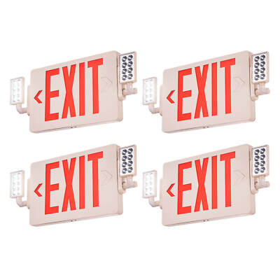 VEVOR 4 Pack LED Exit Sign Emergency Light Compact Combo Signs Battery ...