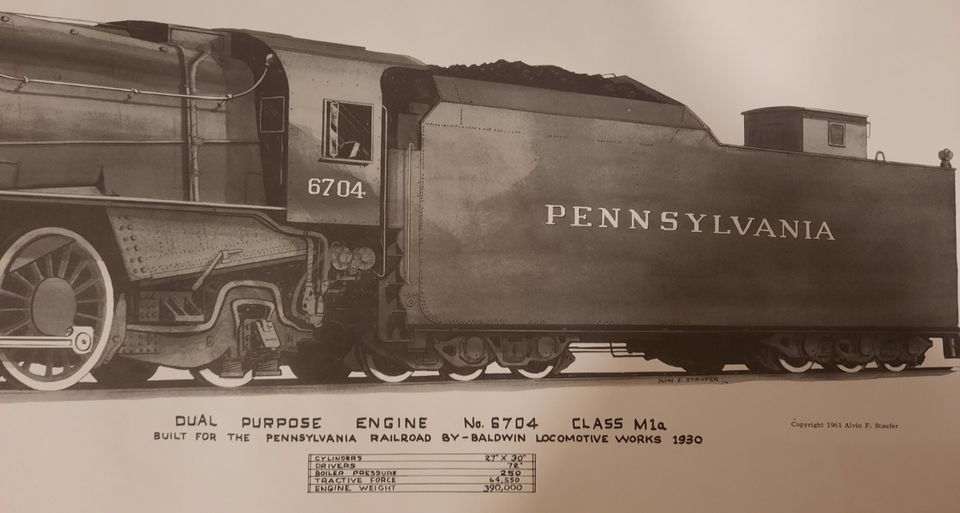 PENNSYLVANIA RAILROAD 6704 STEAM ENGINE LOCOMOTIVE PRINTED COPY PICTURE ...