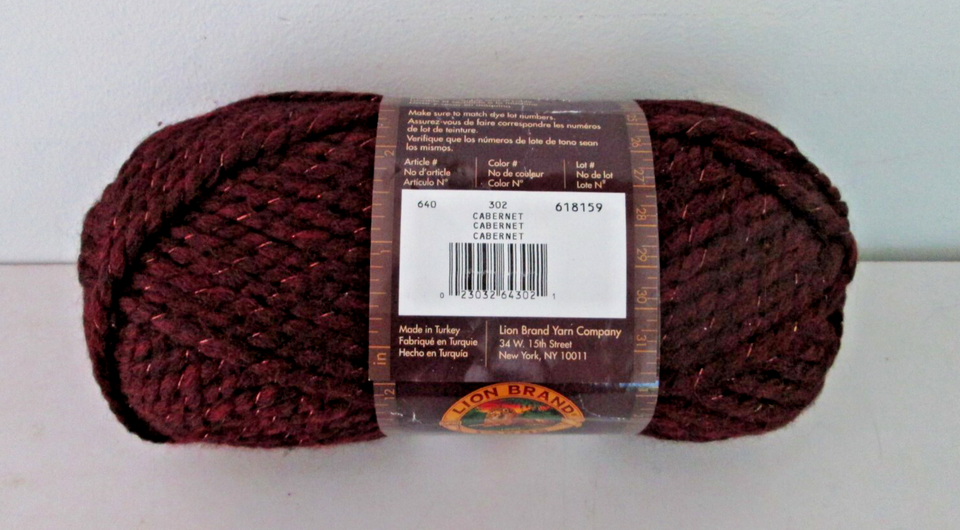 1 Skein Lion Brand Wool-Ease Thick & Quick Yarn #302 Cabernet #6 5 ...