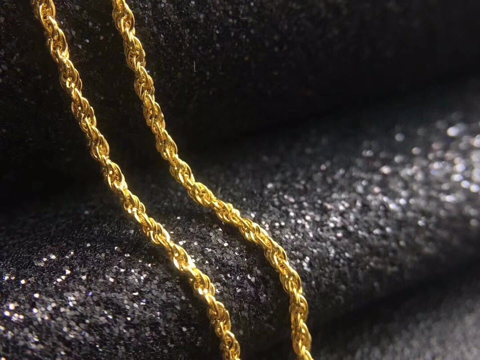 Pure 18K Gold Necklace Solid AU750 Twisted Rope Chain Necklace ...