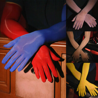 Unisex Oil Look Shiny Glossy Sexy Long Gloves Pantyhose Tight Stocking ...