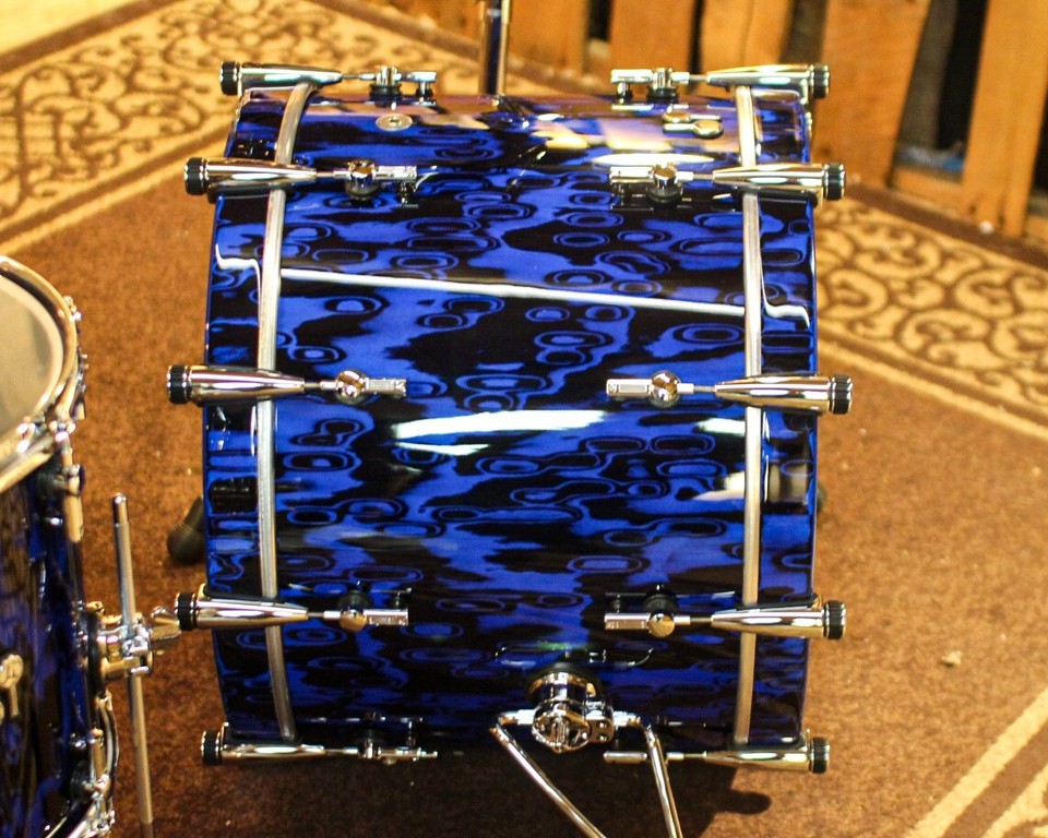 Sonor SQ2 Medium Birch Blue Tribal High Gloss Drum Set - 22,8,10,12,14 ...