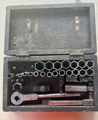 L.S. Starrett Antique Socket Wrench Set Ratchet 443 Patented 1916 w ...