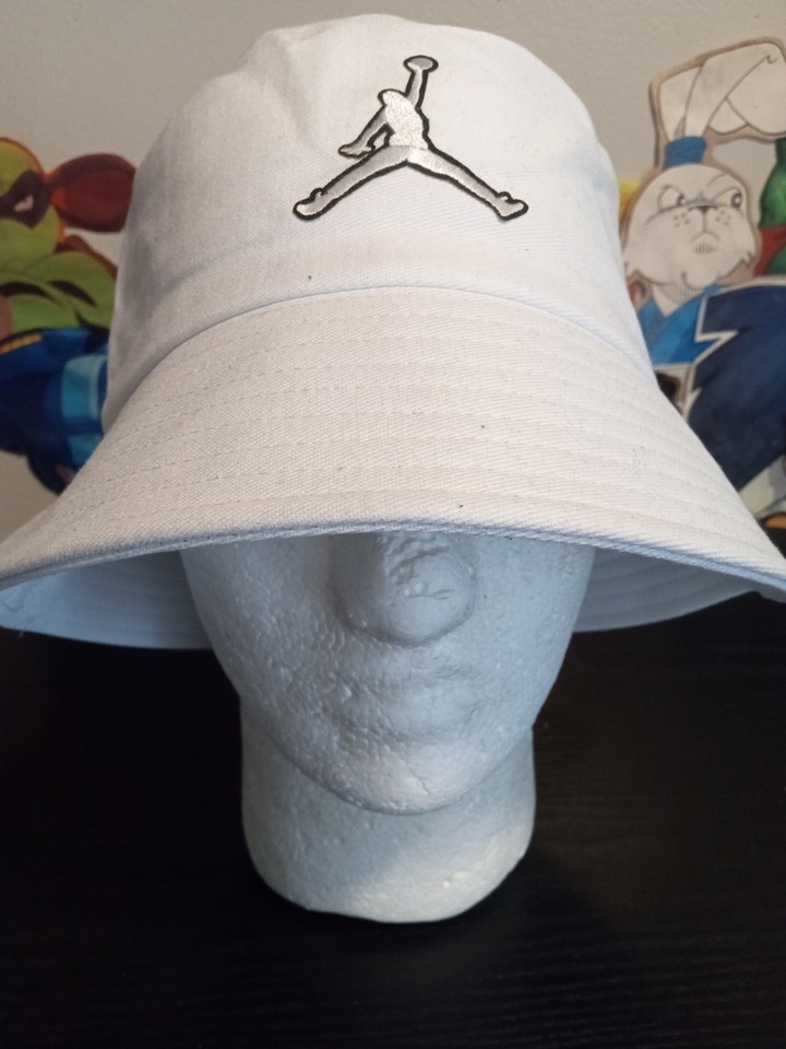 Jordan Classic Ultra White Bucket Hat Cap Canvas Knit Jumpman ...