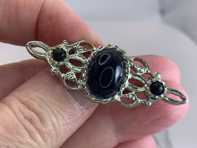 Bar Onyx Center & Decoration Vintage Silver Brooch Pin M-1812 | eBay
