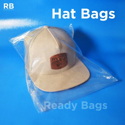 Clear Flat Poly Plastic Open Top 1-Mil Apparel Snap Back Hat Bags | eBay