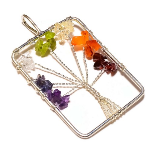Amethyst Multi Stone Handmade Wire Wrapped Life of Tree Rectangle ...