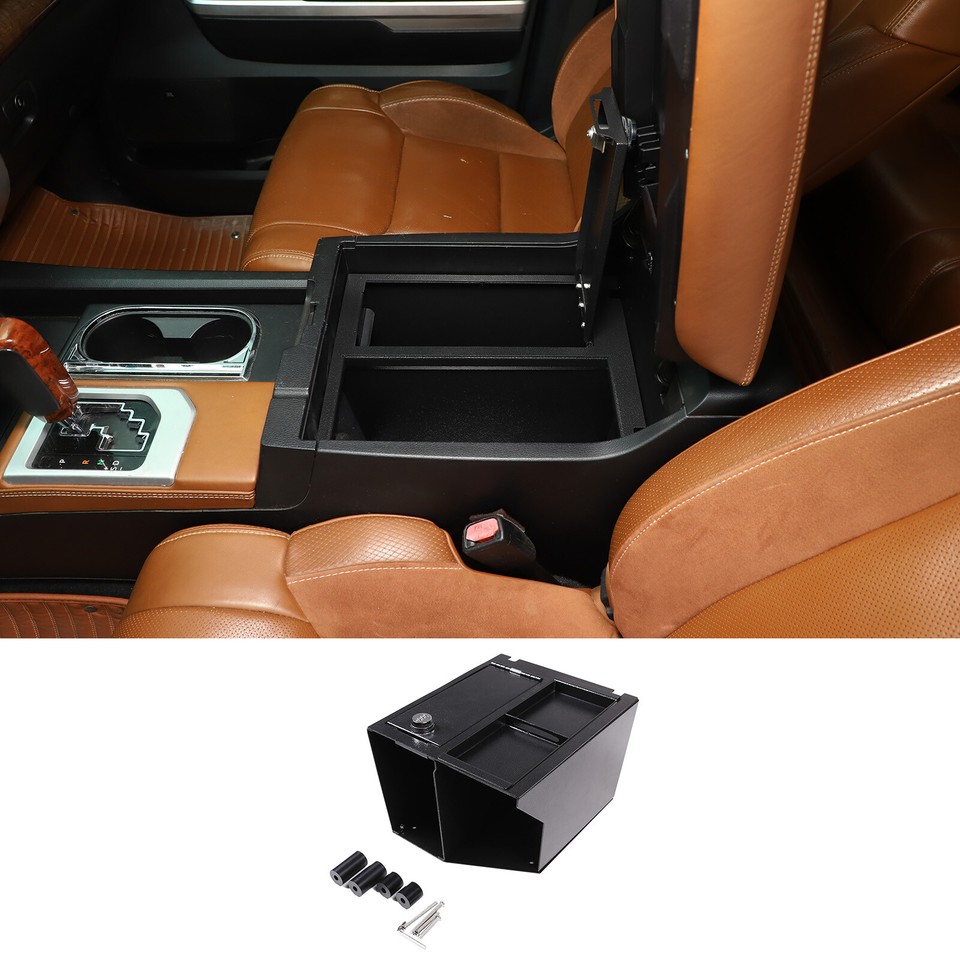 For TOYOTA Tundra 14-2020 2021 Center Console Safe GUN Storage Lock Box ...