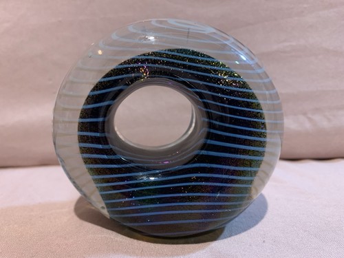 Signed Eickholt 1994 Art Glass Paperweight Iridescent Rare Torus Swirl ...